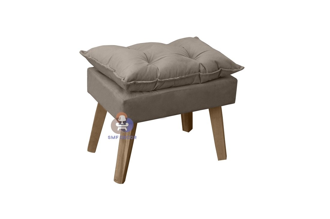 Kit 02 Poltrona/Cadeira Decorativa E Puff Glamour Com Pés Quadrado ...